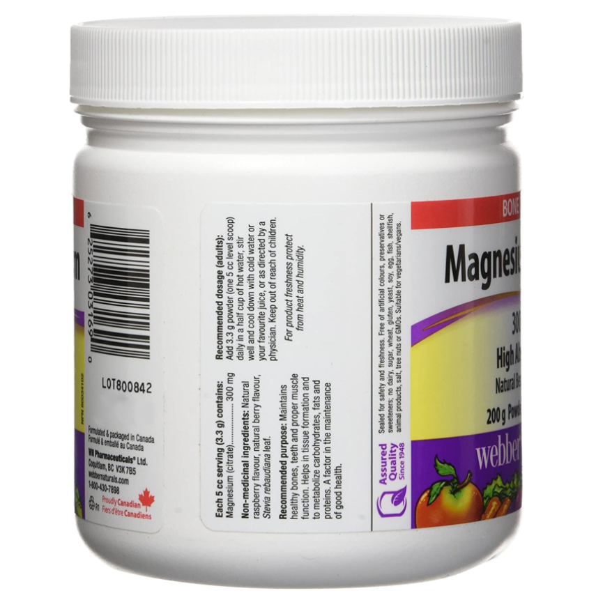 CC Mall 大溫寄物平台| Webber Naturals Magnesium Citrate 300mg Powder, 200g
